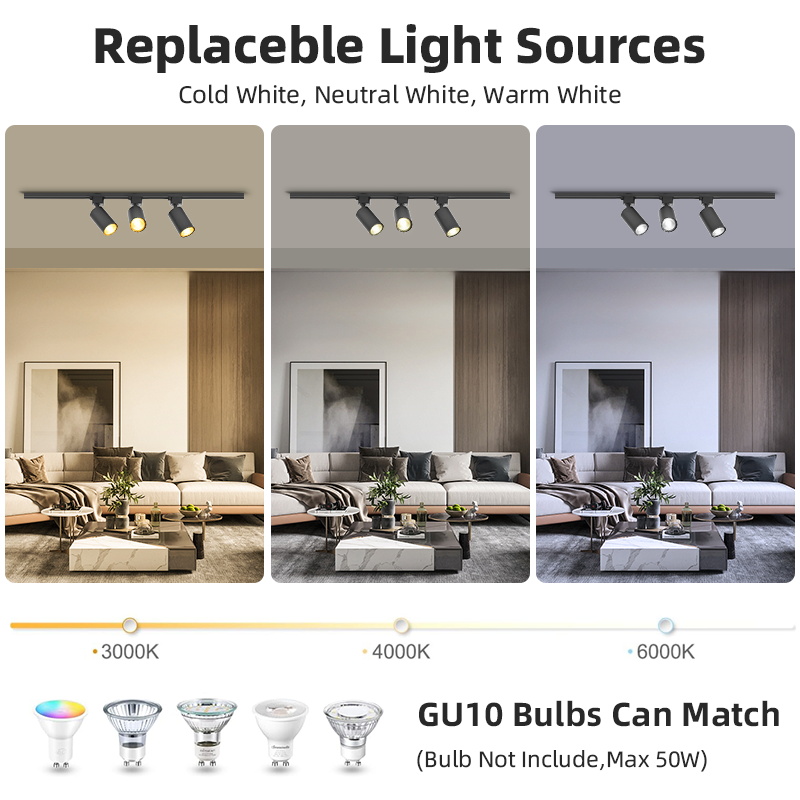 💡Replaceable Bulb💡 Gu10 Spotlight Track Light Led Ceiling Light Spot ...