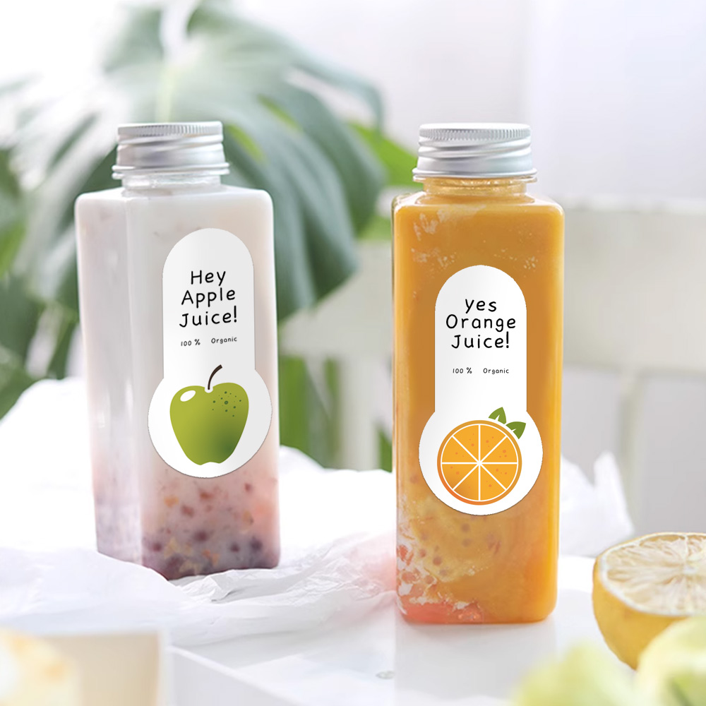 100 Pcs/Pack Laminated Waterproof Fruit Juice Stickers Freshly Squeezed ...