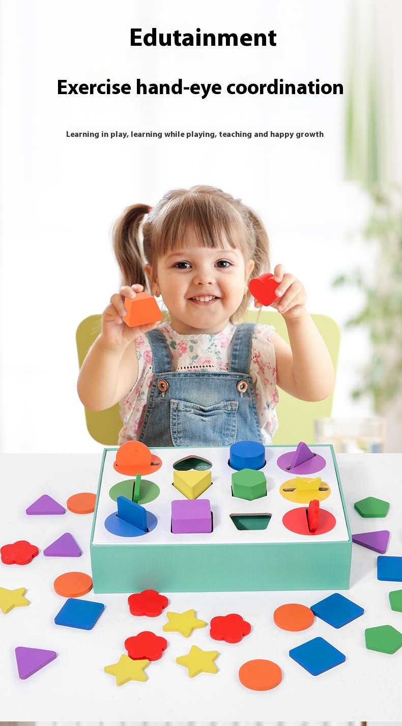Kindergarten educational toys early education wooden shape cognitive ...