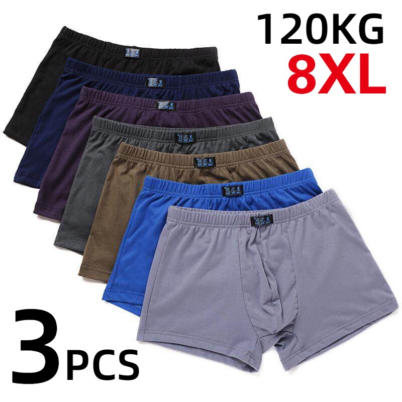 3PCS/Set Pure Cotton Leather Boxers Plus Size Men's Underwear Shorts ...