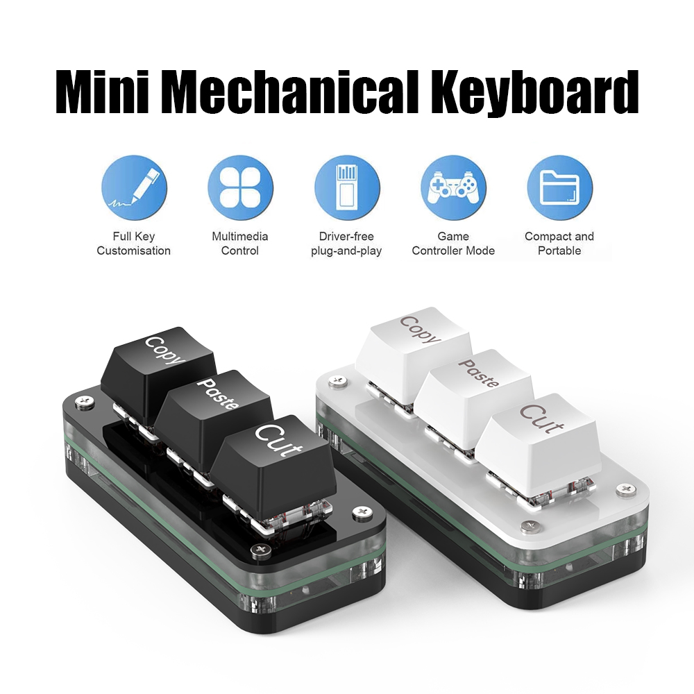 RGB 3 Keys Macro Programming Mini Keyboard for Photoshop Gaming Hotswap Programming Keypad Copy ...
