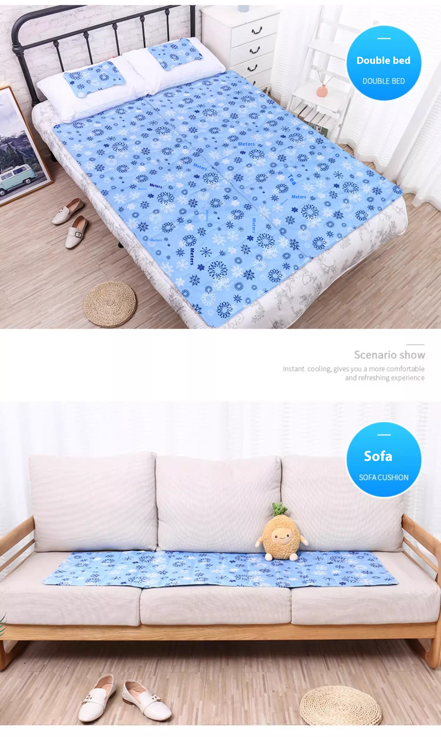 【SG stock】 Ice Mat Mattress Gel Cooling Pad Single Double Bed Summer ...