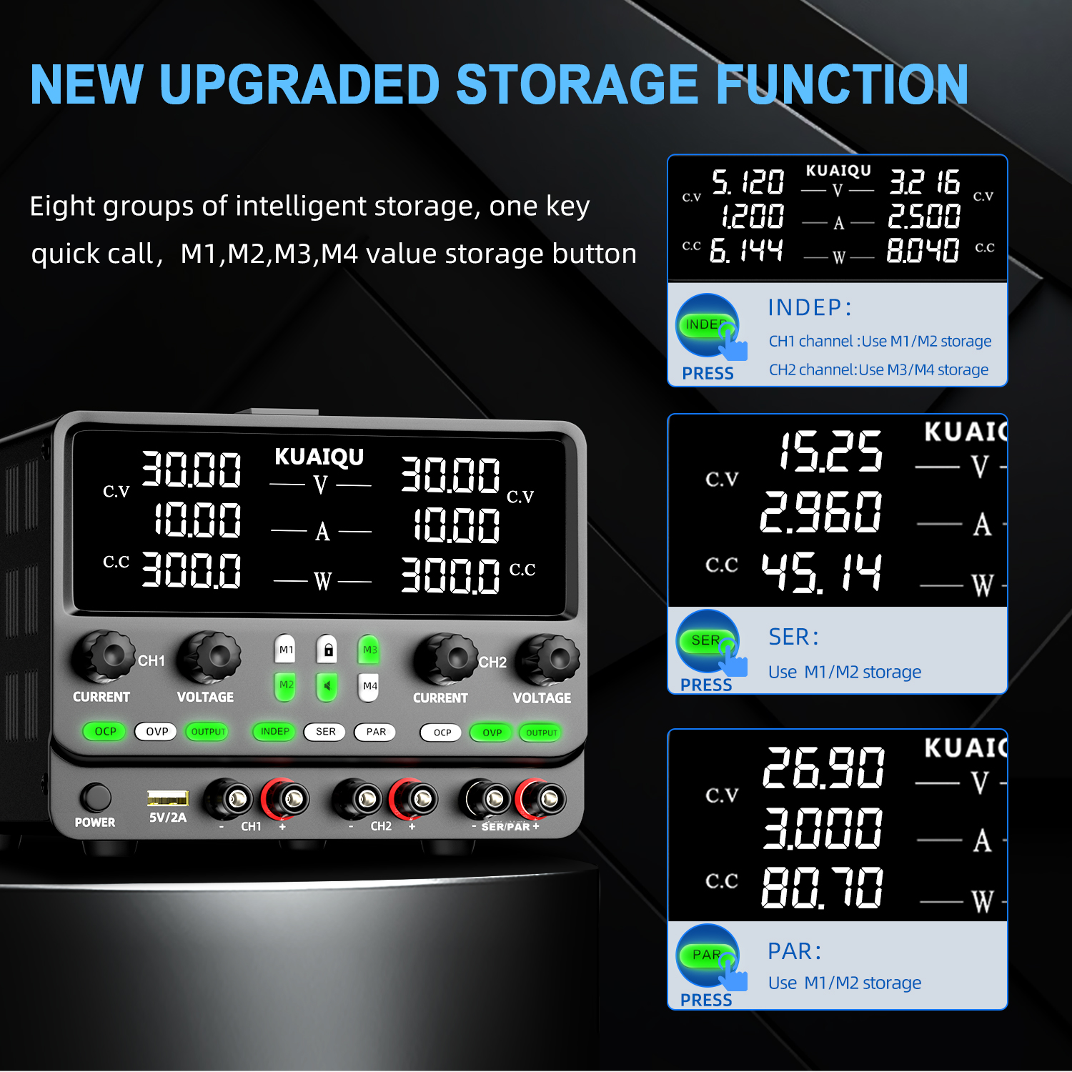 【2025 NEW】KUAIQU Dual-Channel DC Power Supply 30V 10A,Adjustable ...