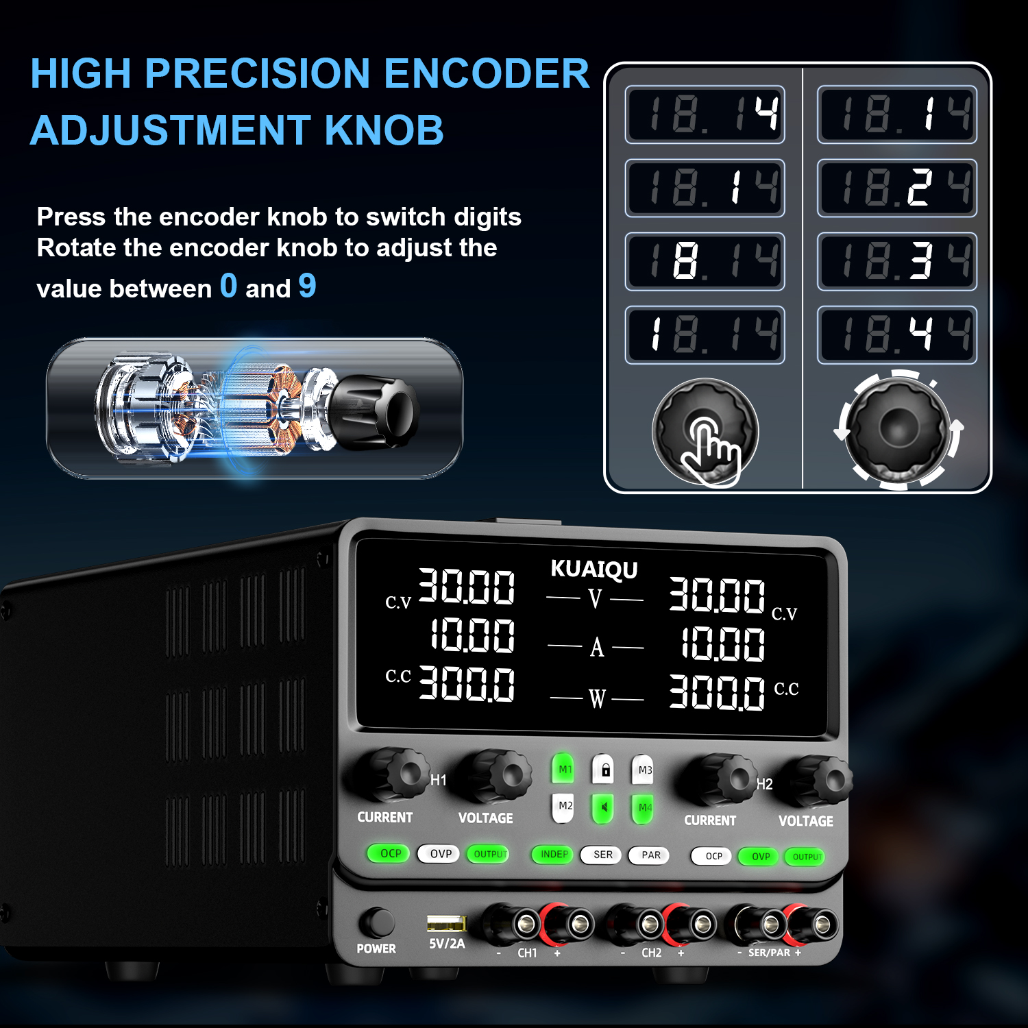 【2025 NEW】KUAIQU Dual-Channel DC Power Supply 30V 10A,Adjustable ...