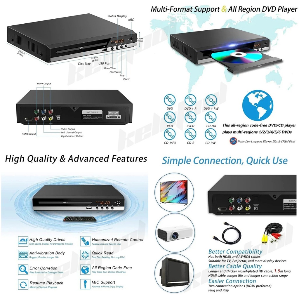 1080P DVD Player Full HD VCD Player Hdmi Home DVD CD Player for tv ...