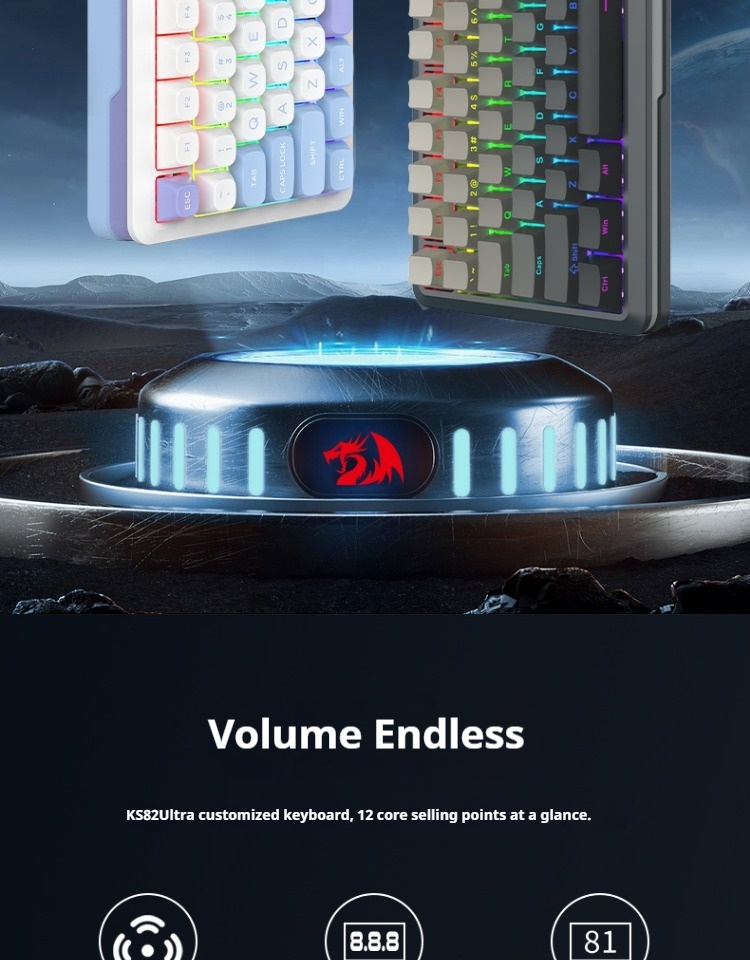 REDRAGON KS82Ultra Wireless Mechanical Keyboard% Hot swappable RGB ...