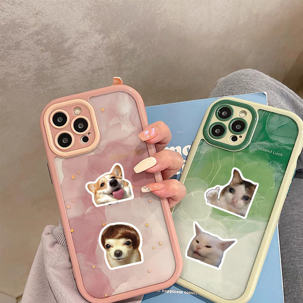60PCS Funny Animal Meme Stickers Vinyl Waterproof Cute Cats Dogs Emoji ...