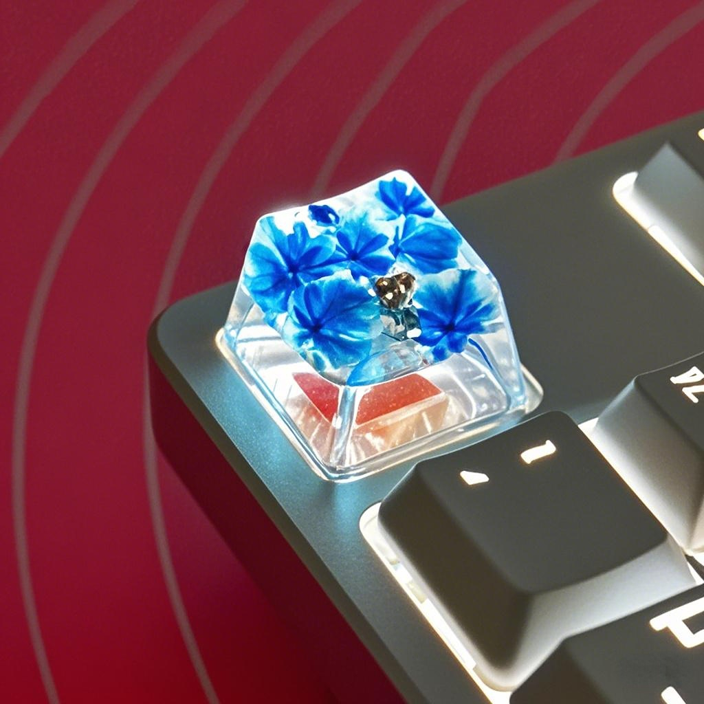 1 Piece Transparent Flower Keyboard Keycap Real Dried Flower Plum ...