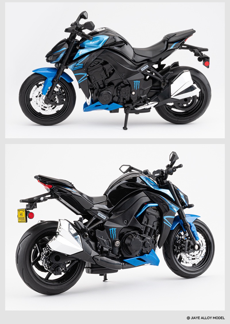 1:12 Kawasaki Z1000 alloy die-cast motorcycle model Sound Light Car ...