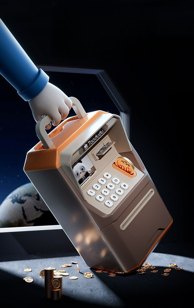 Kids Piggy Bank Coin Bank Toys ATM Machine Design Auto Draw in Function ...