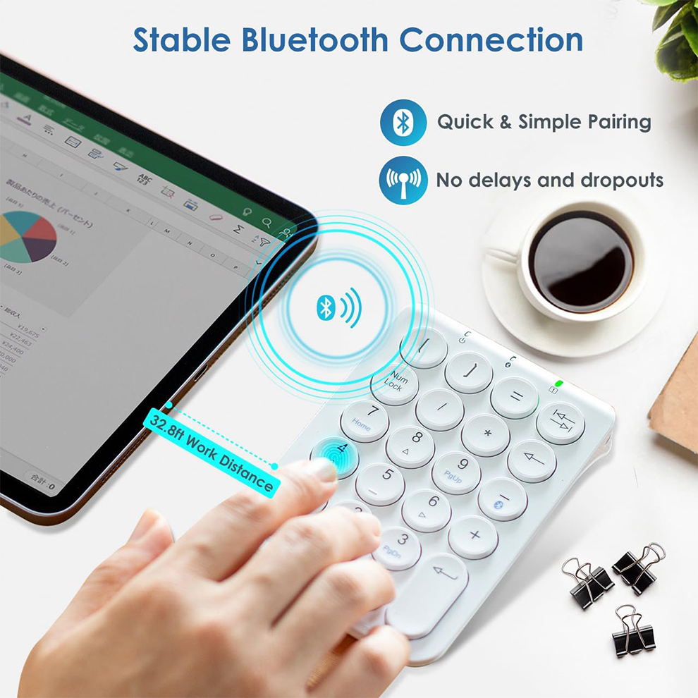 Jomaa Portable Number Pad 22 Keys Bluetooth Numeric Keyboard ...