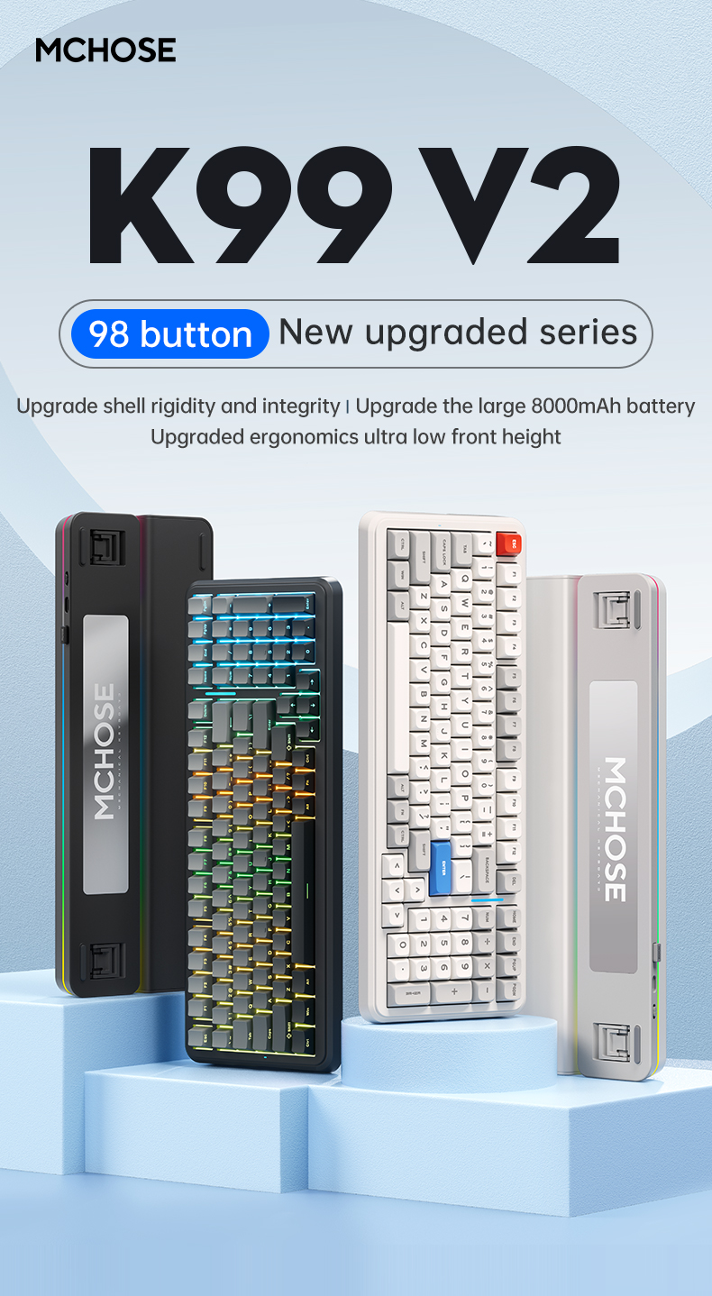 Wireless Mechanical Keyboard Mchose K99V2 99 keys The Three Mode Connection Hot-swap Gasket ...