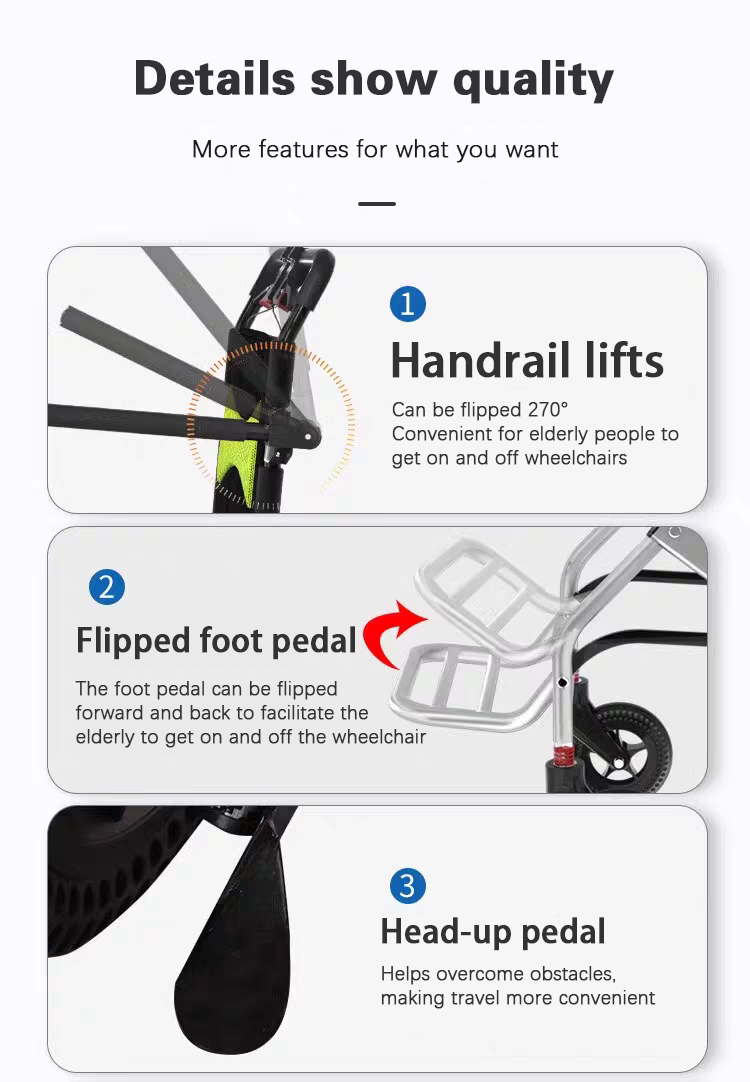 SG Ultra-Lightweight Portable Transport Wheelchair Foldable Travel ...