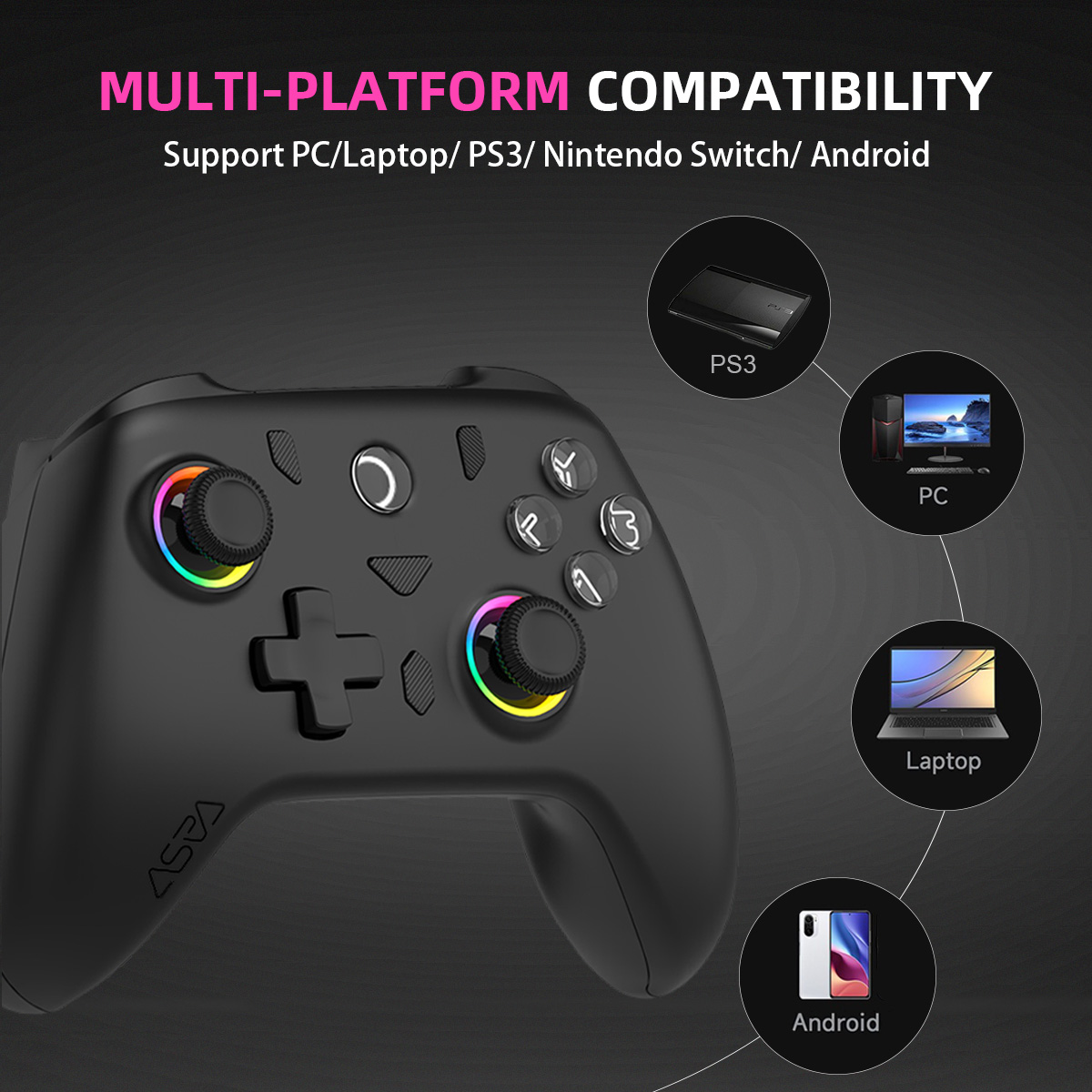 ASRVA A1 Wireless Game Controller, Hall Effect Gaming Controller ...
