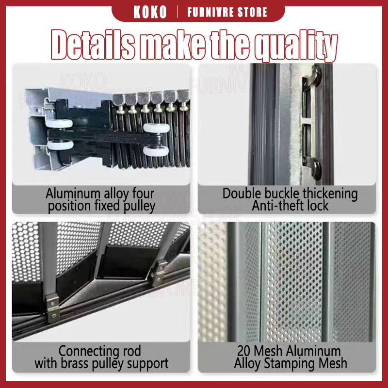 Customized diamond mesh invisible folding sliding screen door aluminum ...