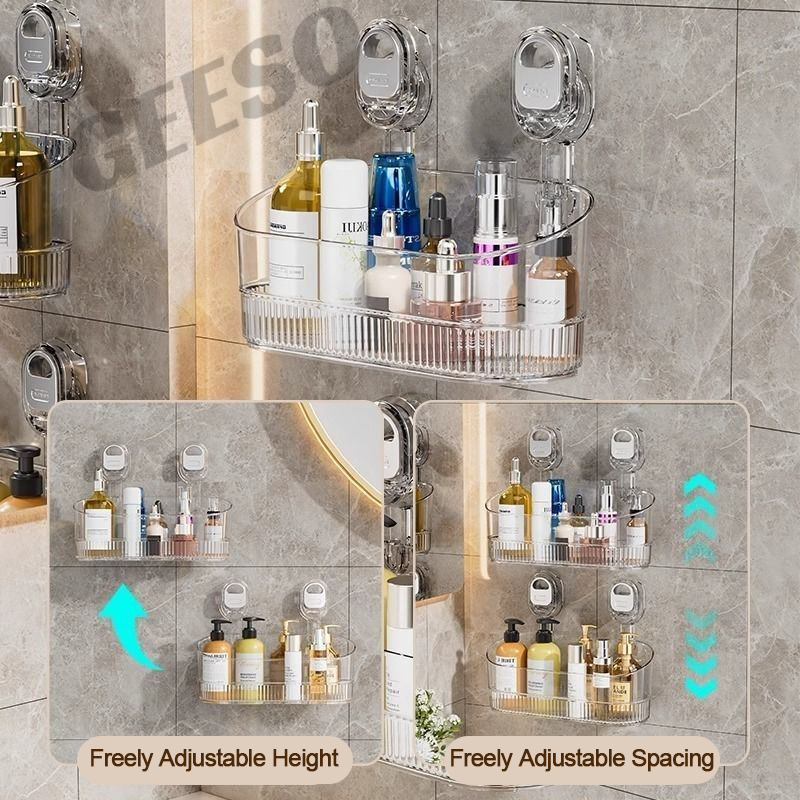 GEESO Bathroom Suction Cup Type Suction Cup Rack Perforated Wall ...