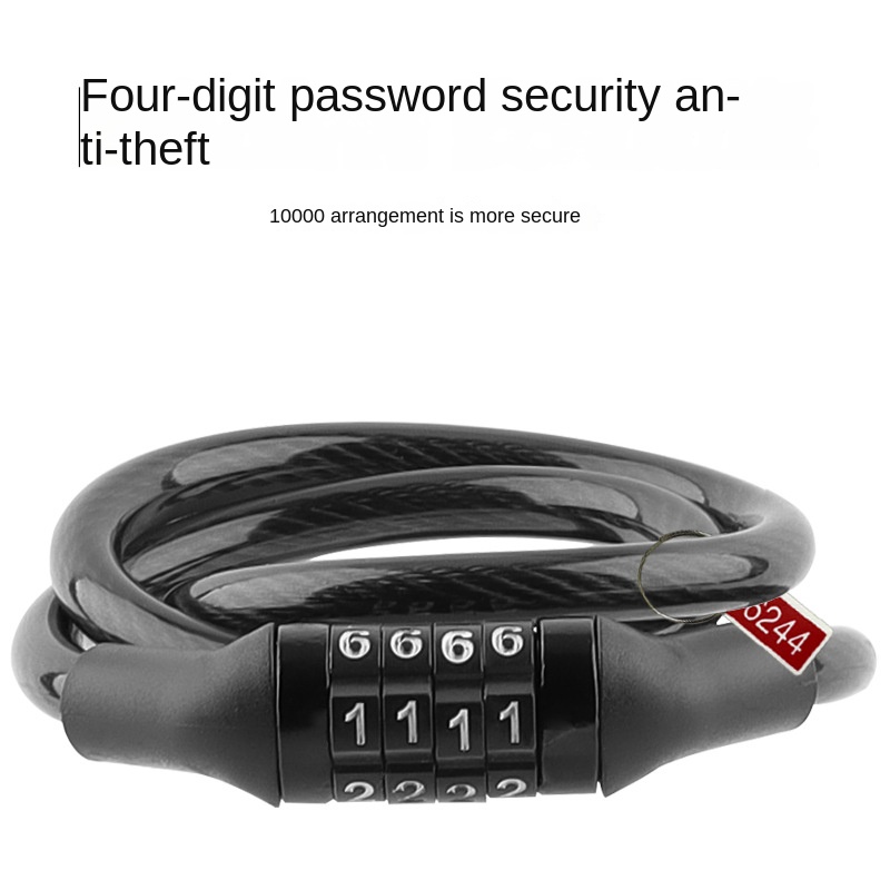 Bicycle Four-digit Password Lock, Mountain Bike Portable Steel Cable ...