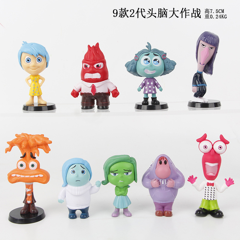 9Pcs/Set 7.5cm Anime Inside Out 2 Anger Disgust Sadness Joy Fear ...
