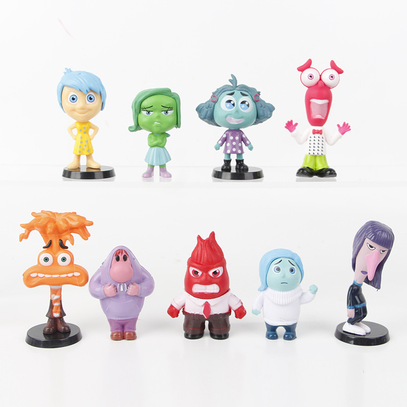 9Pcs/Set 7.5cm Anime Inside Out 2 Anger Disgust Sadness Joy Fear ...
