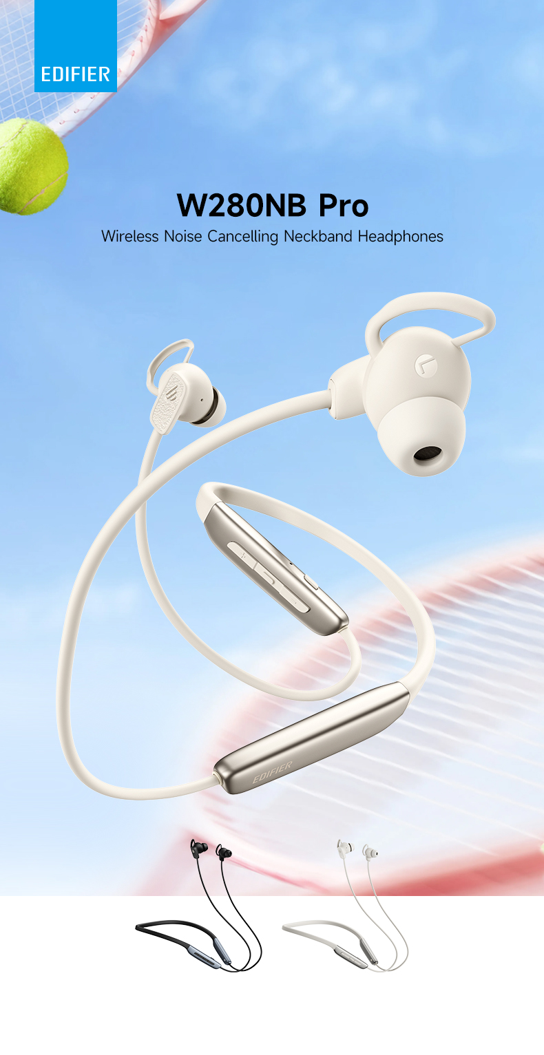 EDIFIER W280NB Pro Neckband Earbuds -45dB Hybrid Active Noise ...