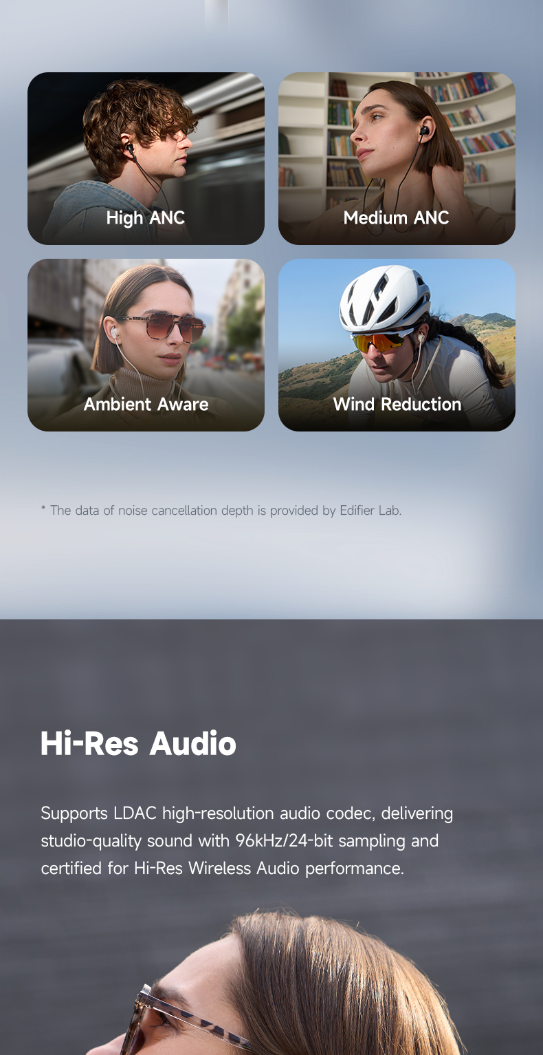 EDIFIER W280NB Pro Neckband Earbuds -45dB Hybrid Active Noise ...