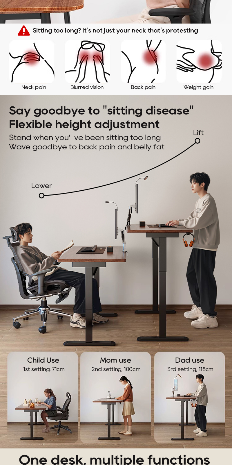 YISONG Smart Desk Ergonomic Standing Desk Electric Height Adjustable PC Gaming Desk Table Office ...