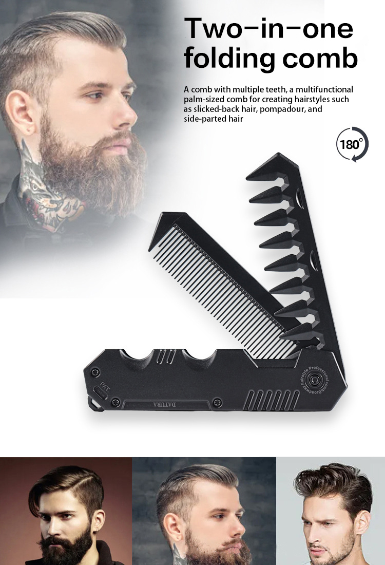 Two-in-one men's folding comb,greasy hair comb,back comb,wide-tooth ...
