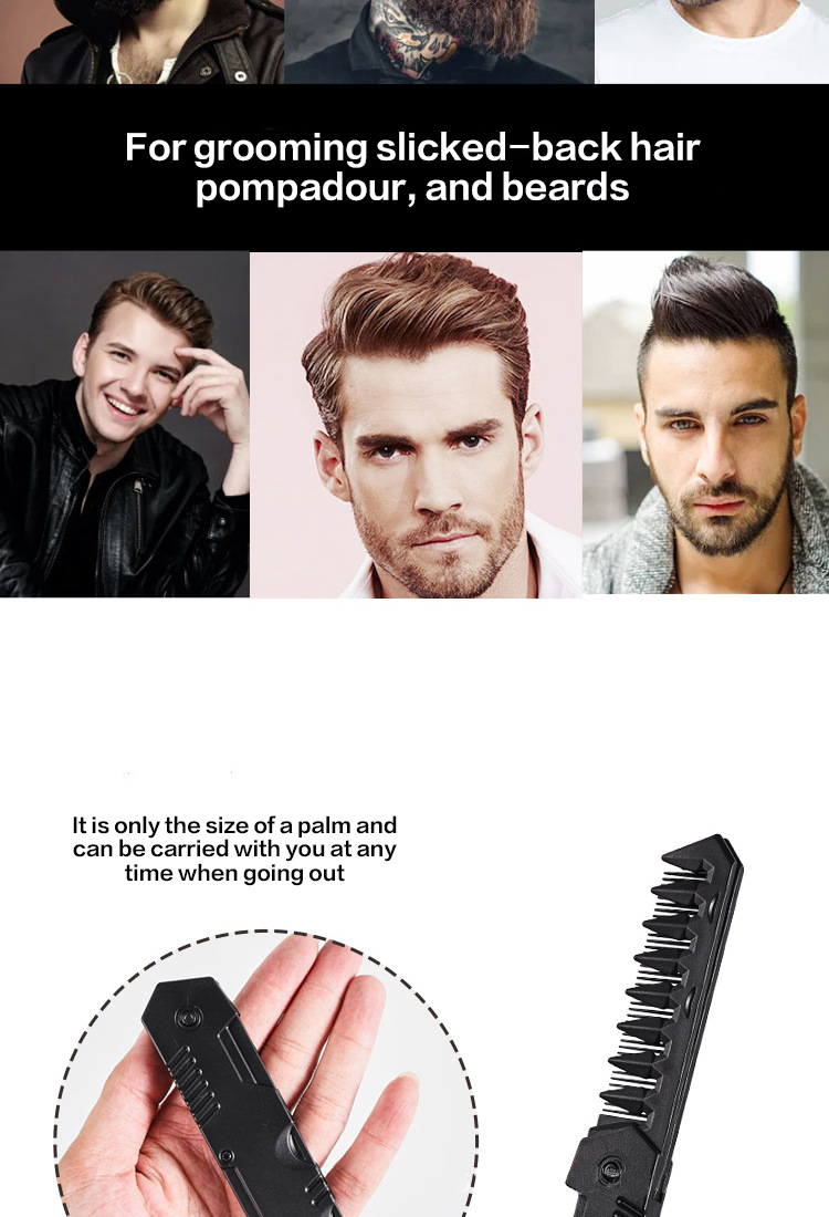 Two-in-one men's folding comb,greasy hair comb,back comb,wide-tooth ...