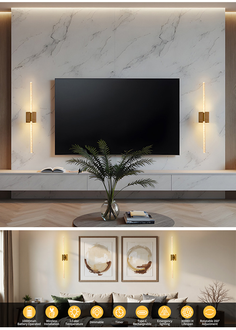 Rechargeable Wall Light With Remote and Touch Control, Battery Operated ...