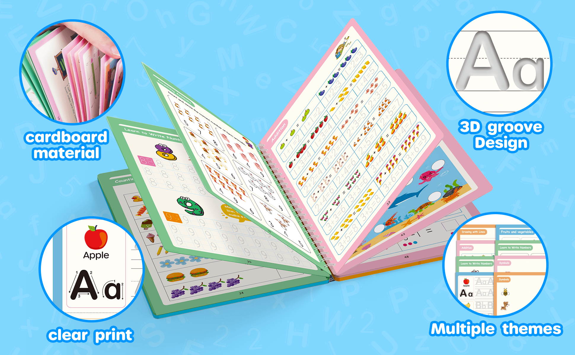 4 in 1 Magic Groove Practice Copybook, Reusable Grooved Handwriting ...