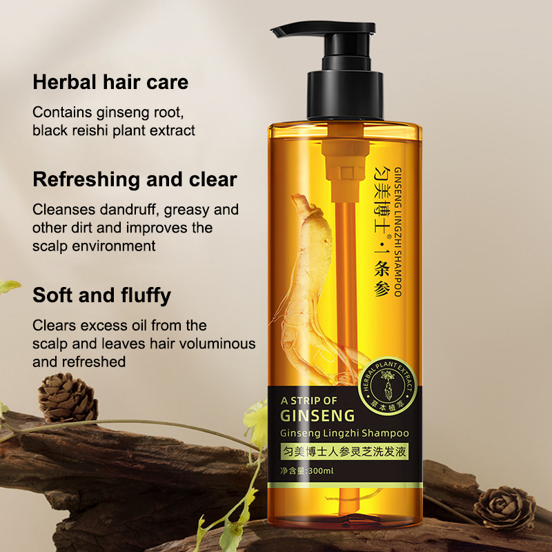 Ginseng and Ganoderma Hair Growth Shampoo 300ml Removes grease and dandruff, makes hair thick ...