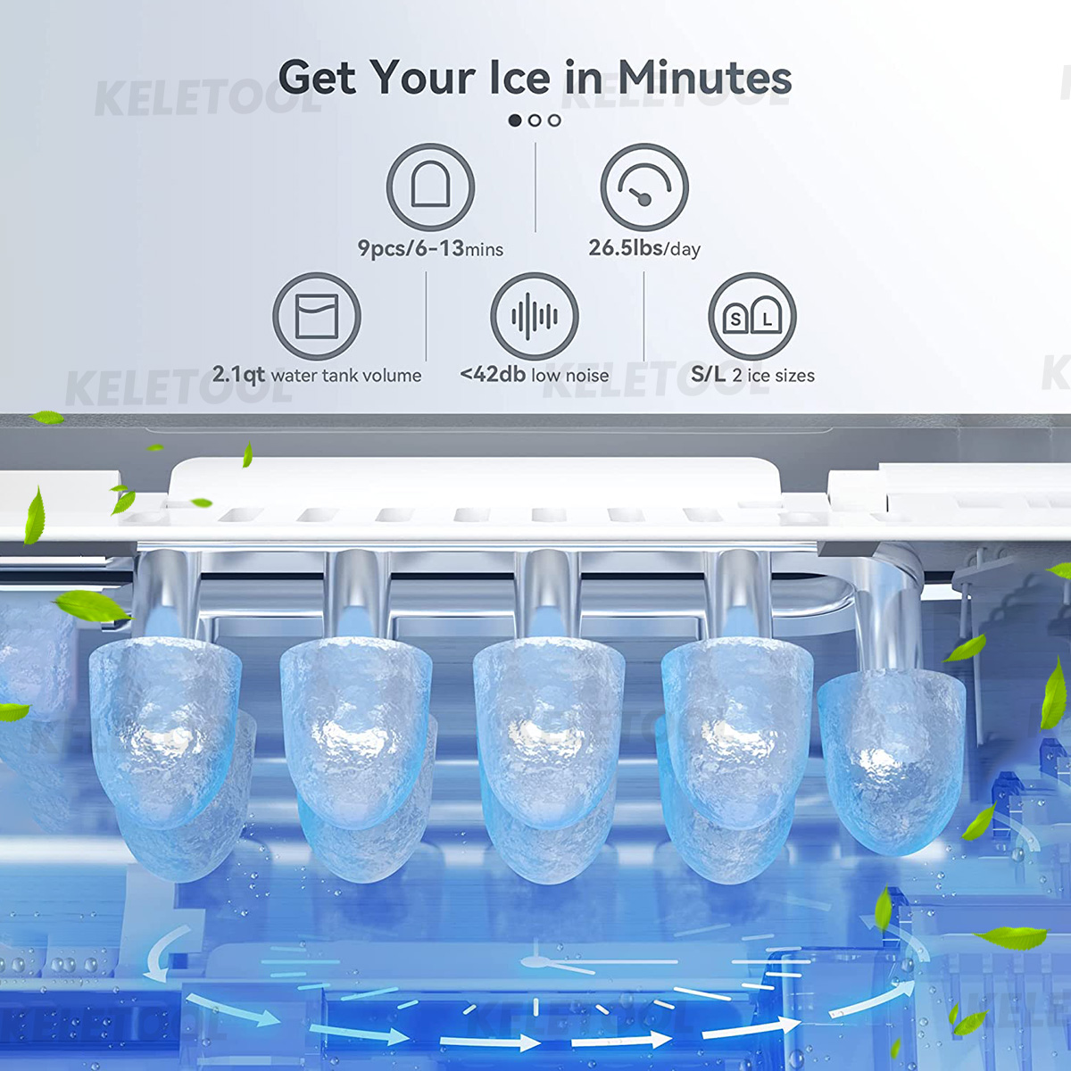 Portable Ice Maker Automatic Ice Cube Maker Electric Bullet Ice Block ...
