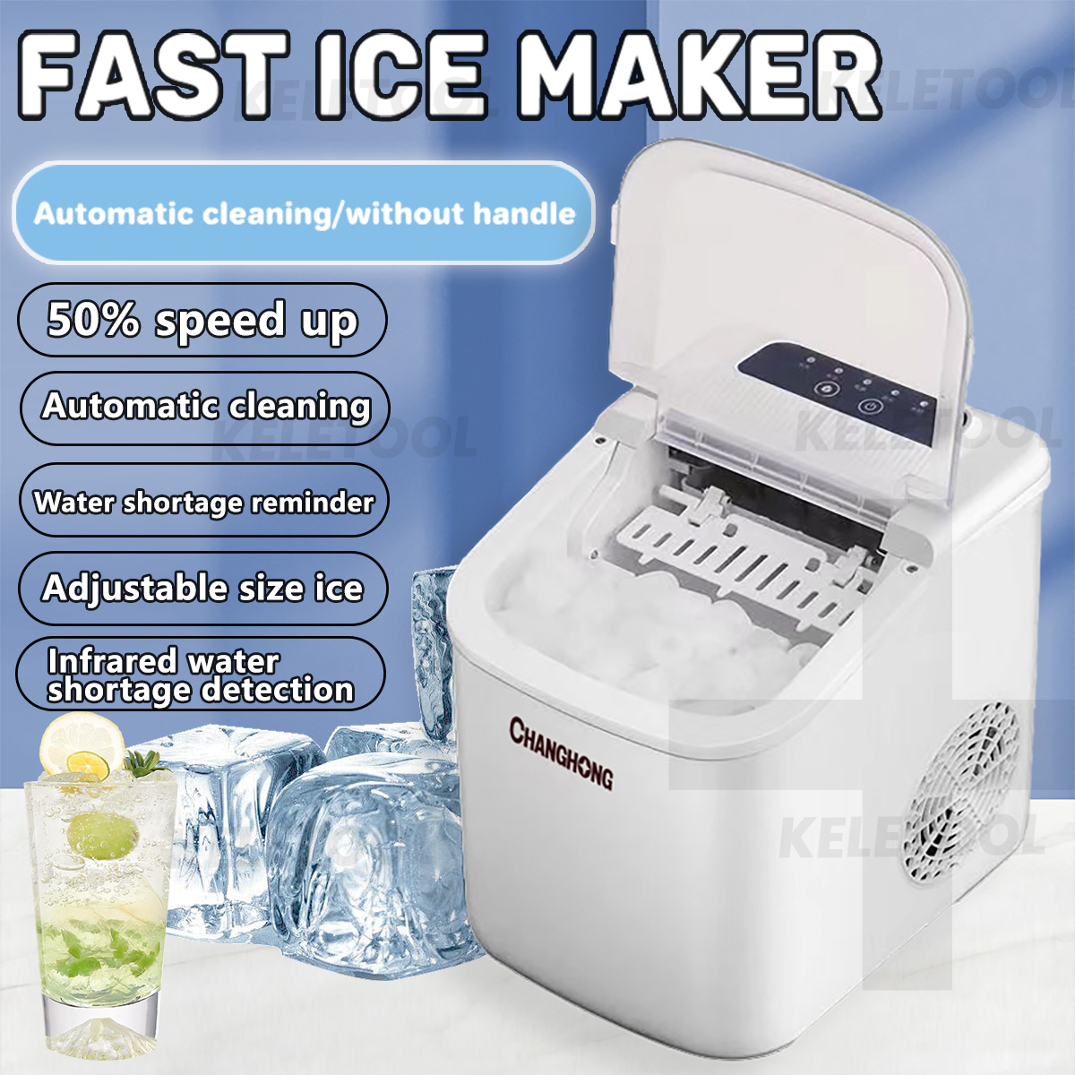 Portable Ice Maker Automatic Ice Cube Maker Electric Bullet Ice Block ...