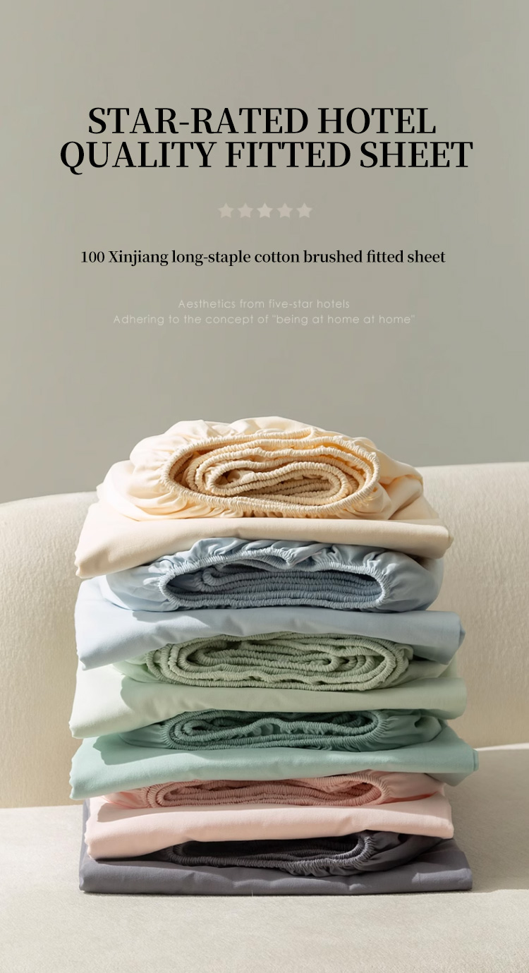 U.NI HOME Luxury 100% cotton bed fitted sheet Solid color hotel ...