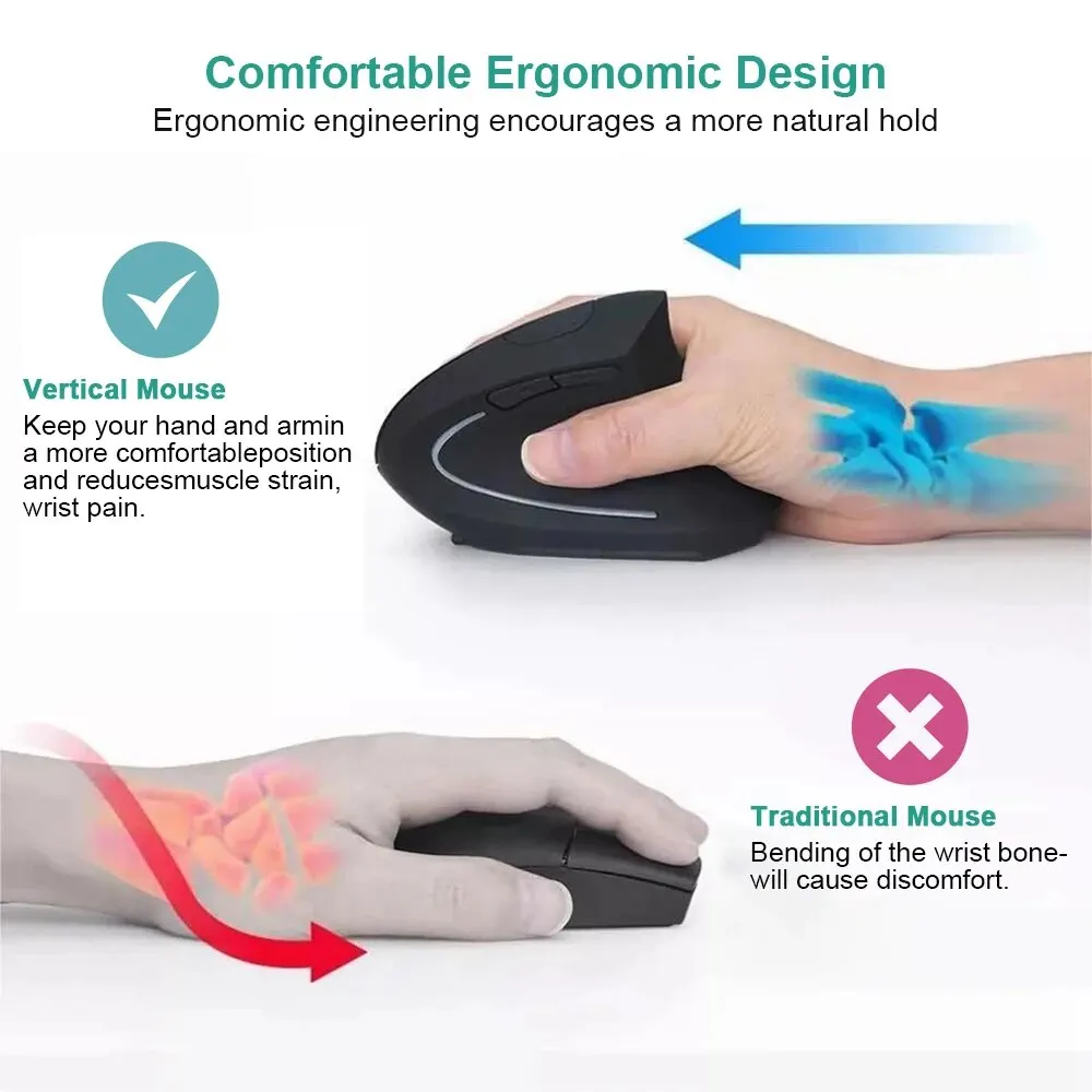 Ergonomic Right Hand Vertical RGB Optical Wired Mouse for Laptop PC ...