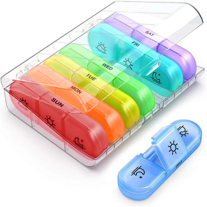 Portable Travel Pill Box 7 Days 21 Grids 3 Time One Day， Mini Medicine ...