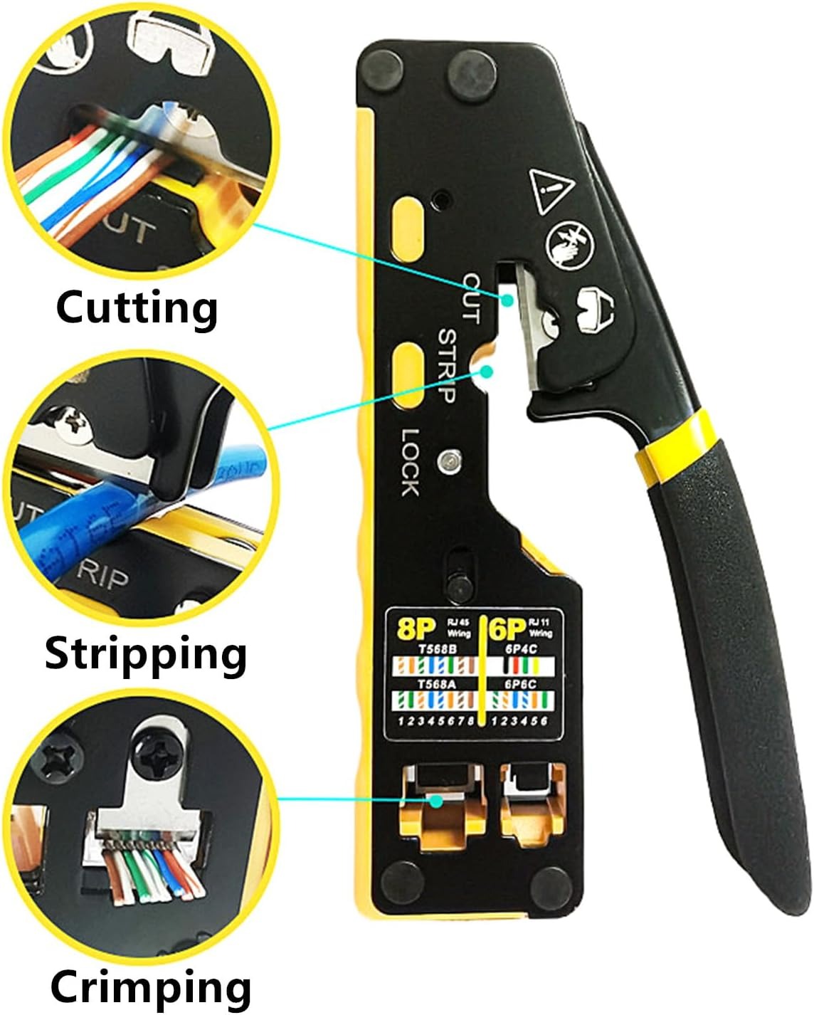 Cat6 RJ45 Clamping Tools Network Clamp Cutter Plier Ethernet All-In-One ...