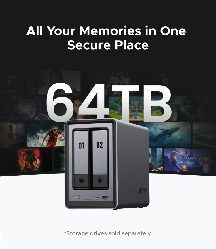 UGREEN NASync DXP2800 2-Bay Desktop NAS, Intel N100 Quad-core CPU, 8GB ...