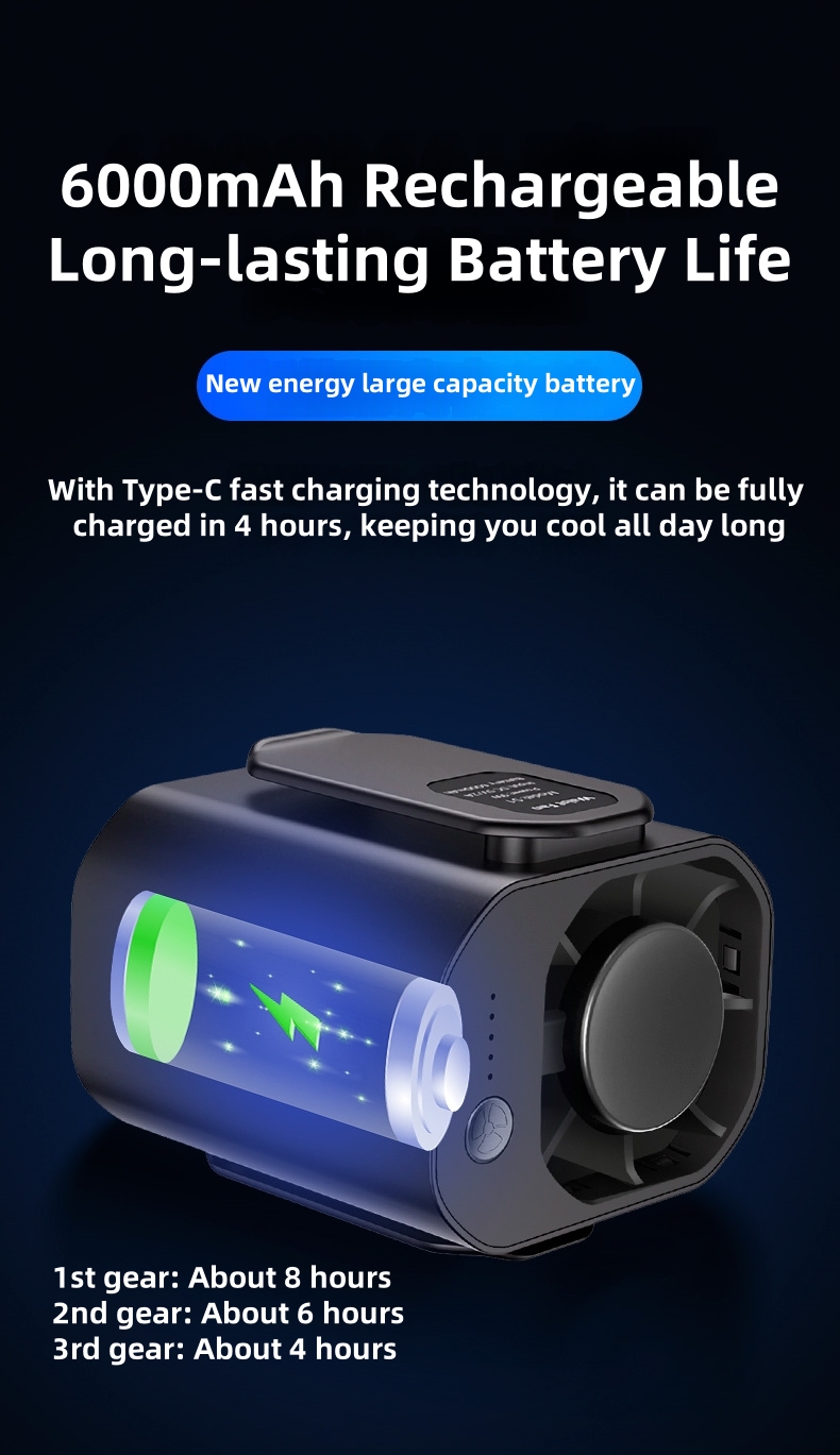 Thunlit Clip On Waist Fan B1 6000mAh Outdoor Small Portable Waist Cooling Fan Fan 3 Speed Wind ...