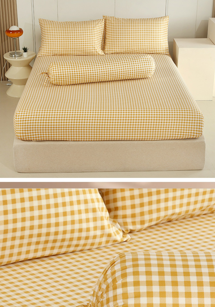 U.NI HOME Luxury 100% cotton Checkered bed sheet Plaid bedsheet bed ...