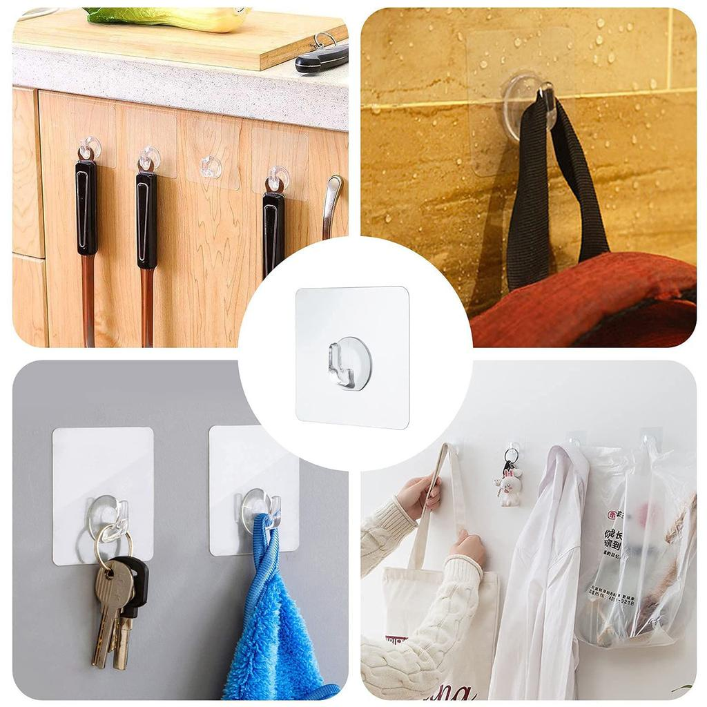 5/10/20 Pcs Hook For Wall Transparent Strong Self Adhesive Hanger Heavy ...