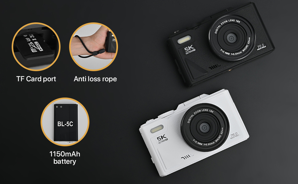 YMX D1 5K digital camera for photography, 75MP Vlog camera with 18x ...