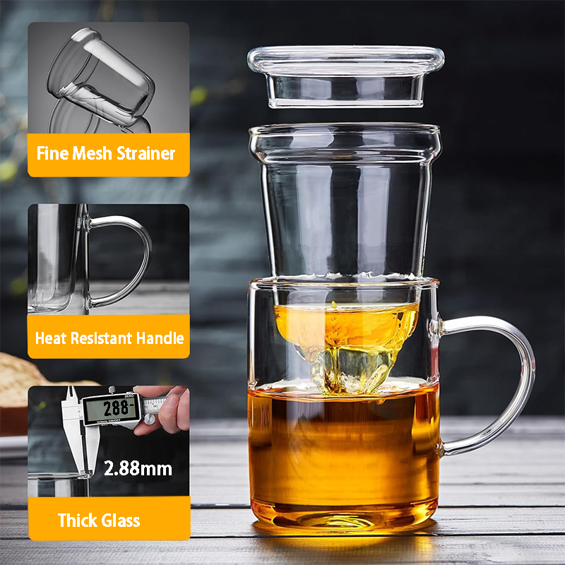 【SG Stock】450ml Heat Resistant Glass Tea Cup with Lid and Infuser ...