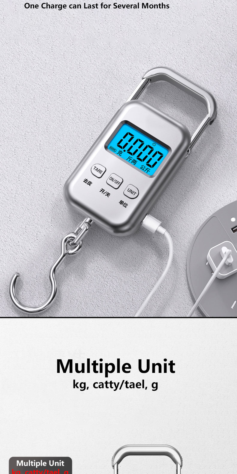 Gryno Luggage Scale 50kg Weight LED Digital High precision Electronic ...
