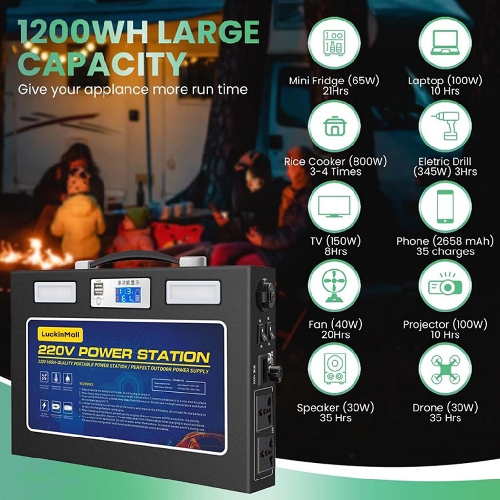 Power station camping Power Supply Station 1200W Portable Power Station ...