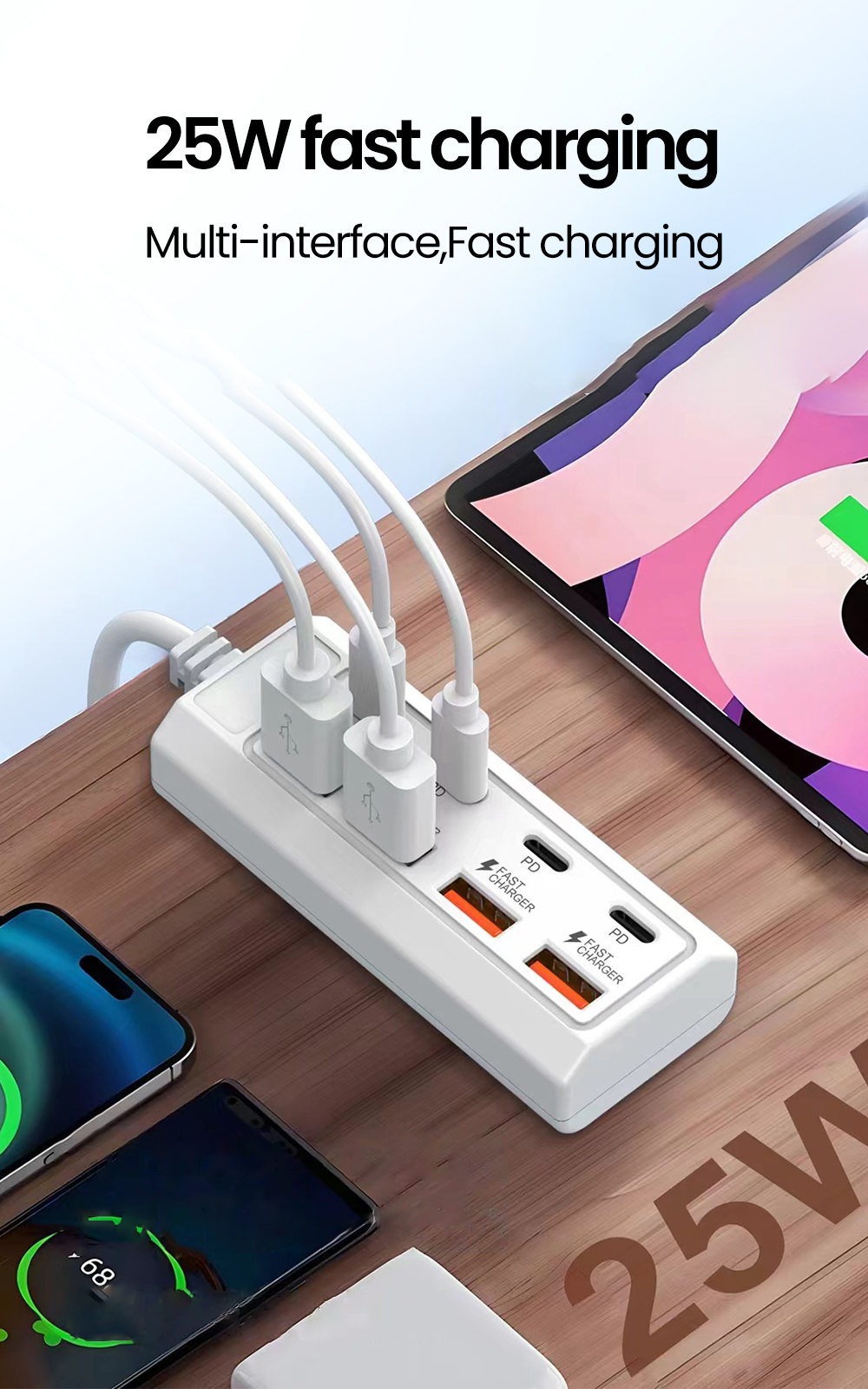Elough 5V 2A 10W Multiport USB Charger Station 8 in 1 Power Strip ...