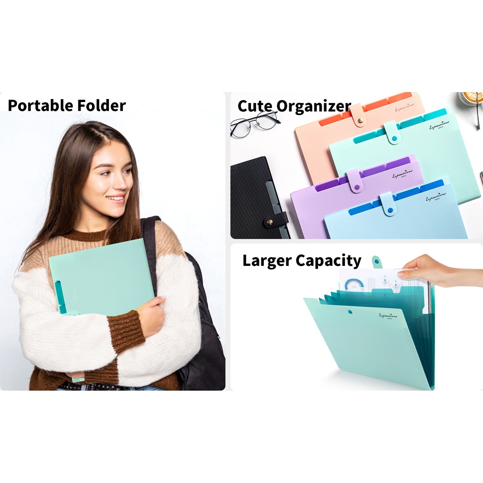 5 Pocket Folder with Labels Letter Size Expanding | Shopee Singapore