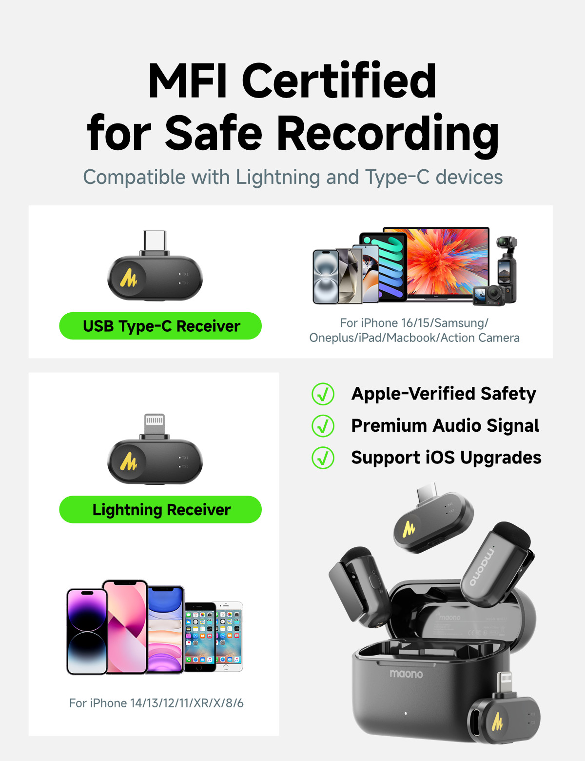 Maono T1 mini Wireless Lavalier Microphone AI Noise Cancelling ...