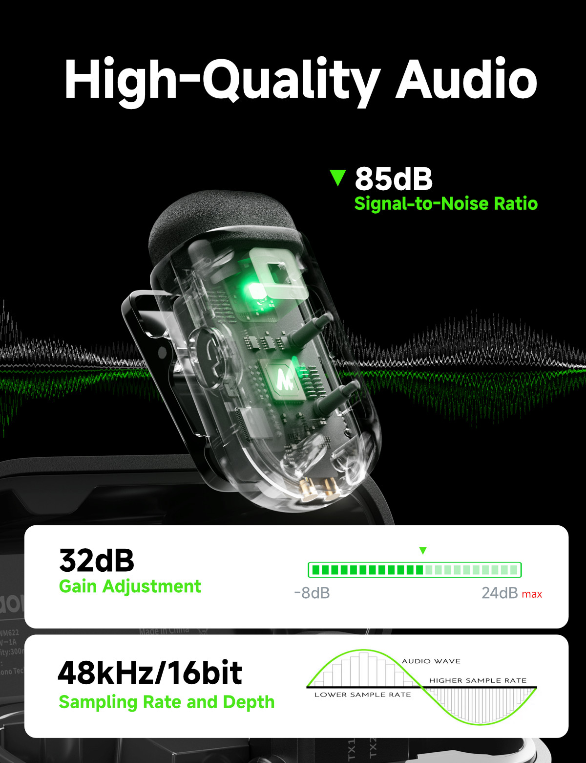 Maono T1 mini Wireless Lavalier Microphone AI Noise Cancelling ...