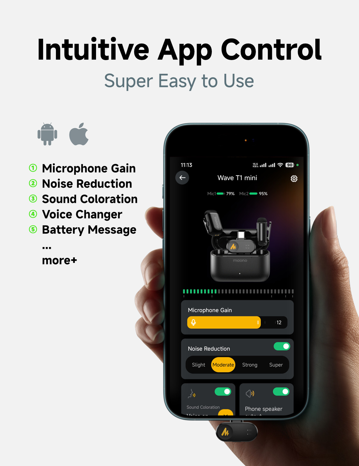 Maono T1 mini Wireless Lavalier Microphone AI Noise Cancelling ...